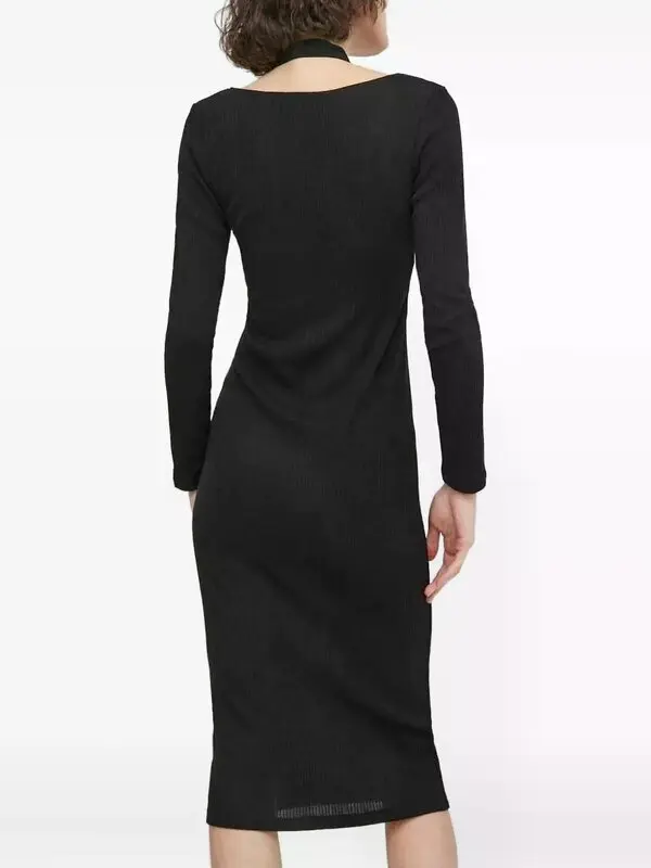 Sisley Twist-neck Ribbed Midi Dress