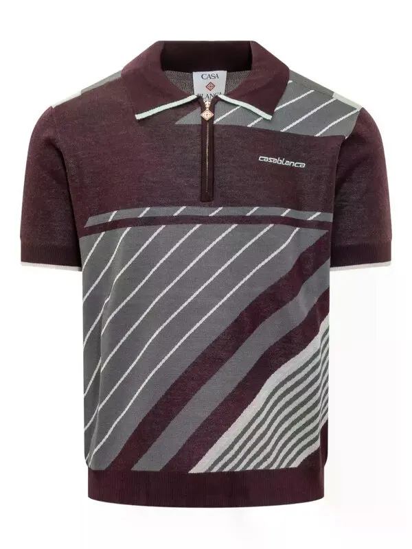 Casablanca Diagonal-stripe Polo Shirt - Black