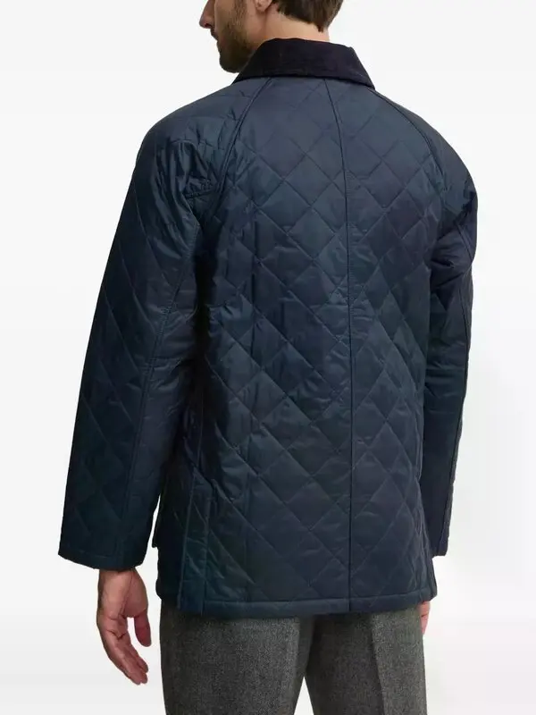 Barbour Diamond-quilted Corduroy-collar Jacket - Blue