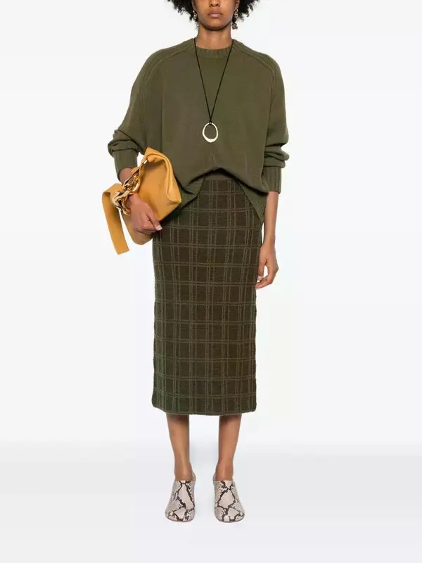 Eric Bompard Tweed Elasticated-waistband Midi Skirt - Green