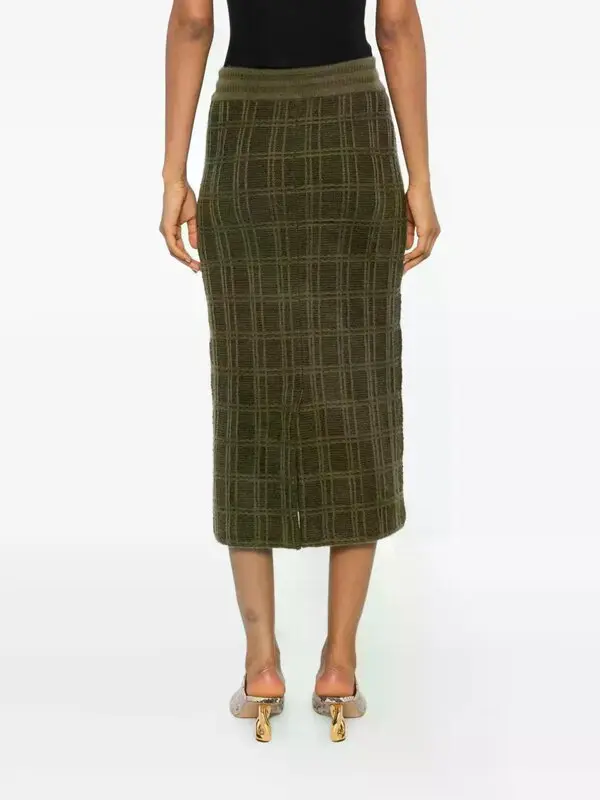 Eric Bompard Tweed Elasticated-waistband Midi Skirt - Green