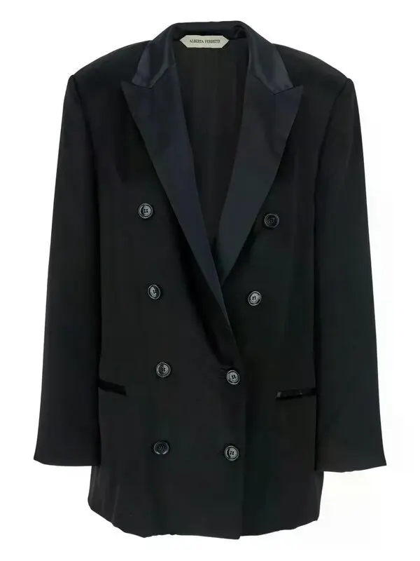 Alberta Ferretti Satin-lapel Double-breasted Jacket