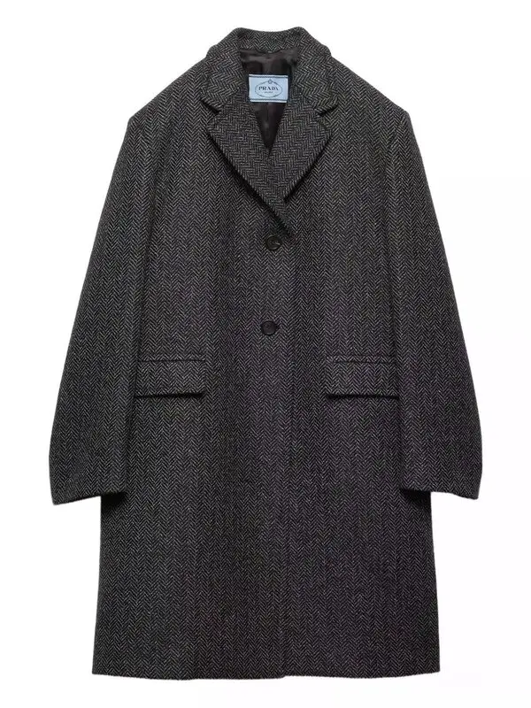 Prada Herringbone Notched-lapel Coat