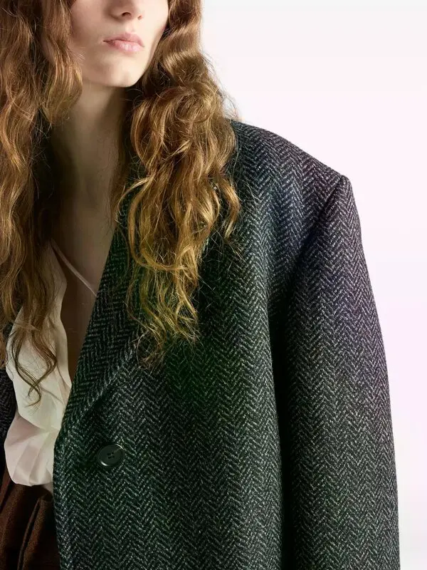 Prada Herringbone Notched-lapel Coat