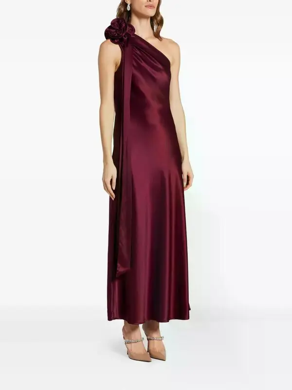 VASILIKI Rose-embellished One-shoulder Maxi Dress - Red