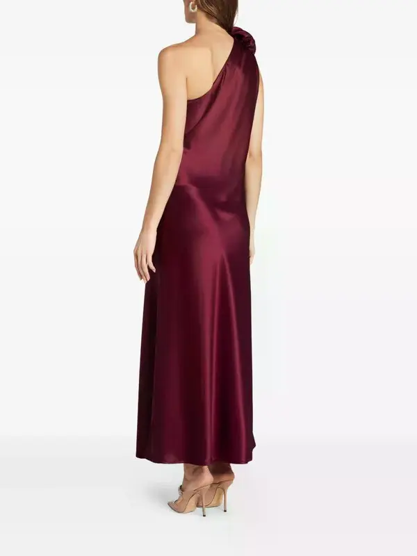 VASILIKI Rose-embellished One-shoulder Maxi Dress - Red