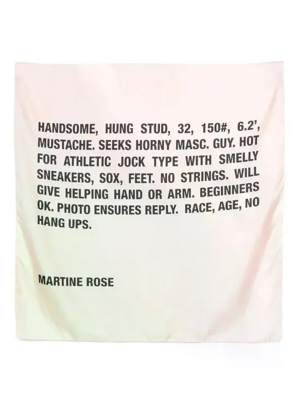 Martine Rose Text-print Silk Scarf - Pink
