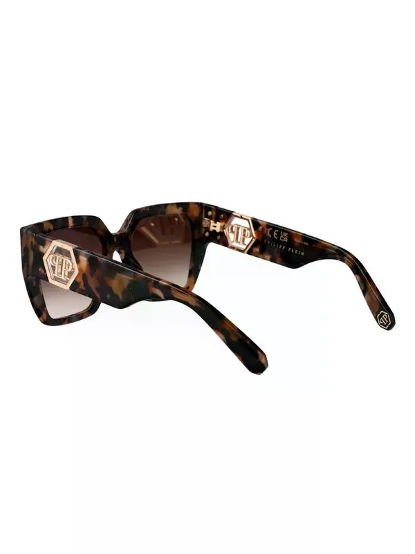Philipp Plein Tortoiseshell Geometric Frame Sunglasses - Brown