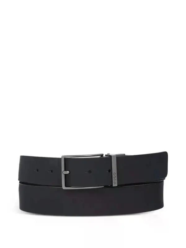 Hugo Leather Belt With Logo Buckle - Black