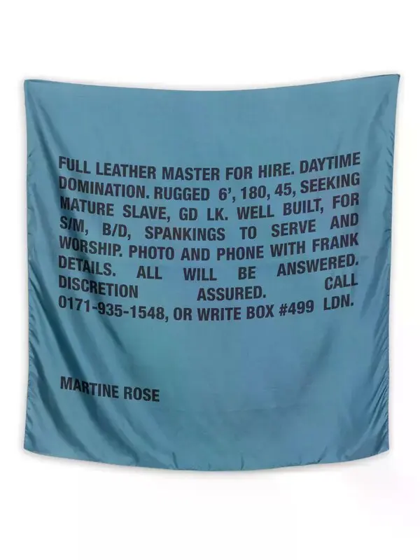 Martine Rose Text-print Silk Scarf - Blue
