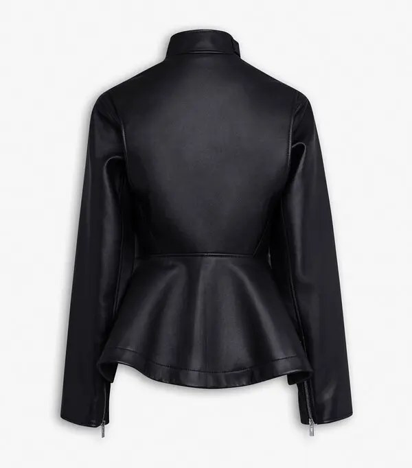 Alaïa Lambskin Peplum Leather Jacket - Black