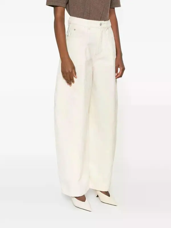 Jacquemus Ovalo De-nîmes Contrast-stitch Wide-leg Jeans - Neutrals