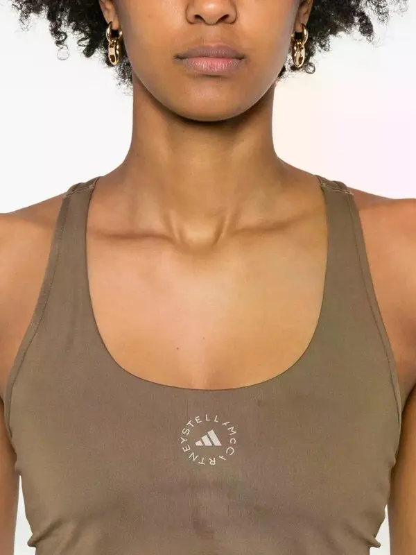 Adidas By Stella McCartney Racer-back Logo Tank Top - Brown