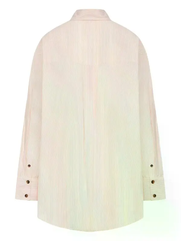 GANNI Stripe Dog-print Shirt - Neutrals