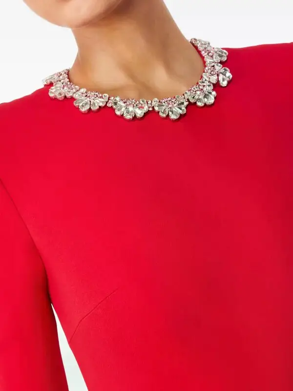 Jenny Packham Embellished-neck Mini Dress - Red