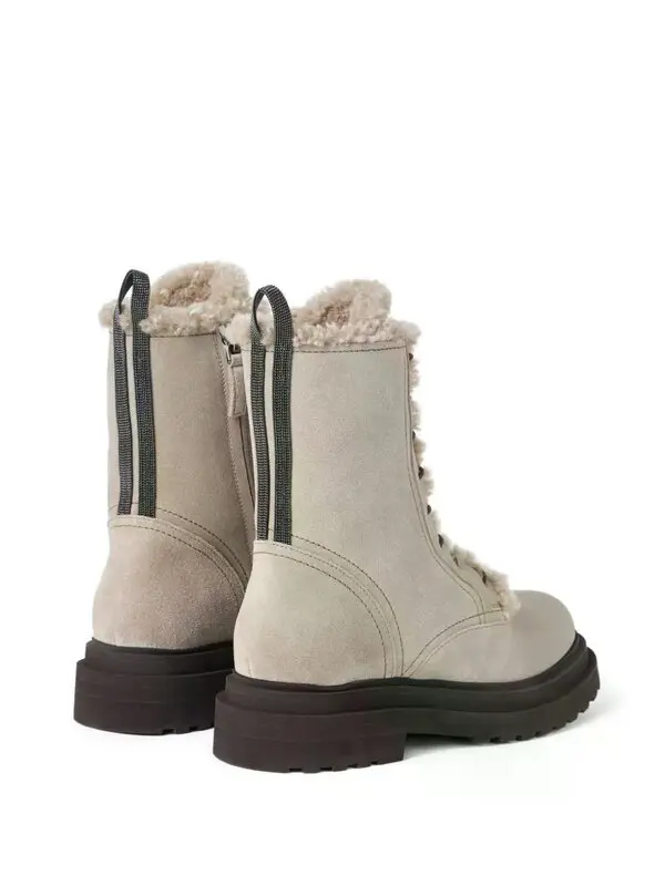 Brunello Cucinelli Lace-up Shearling Boots - Neutrals