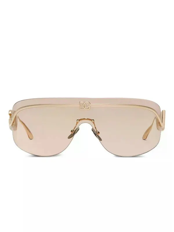 Dolce & Gabbana Logo-plaque Pilot-frame Sunglasses - Gold