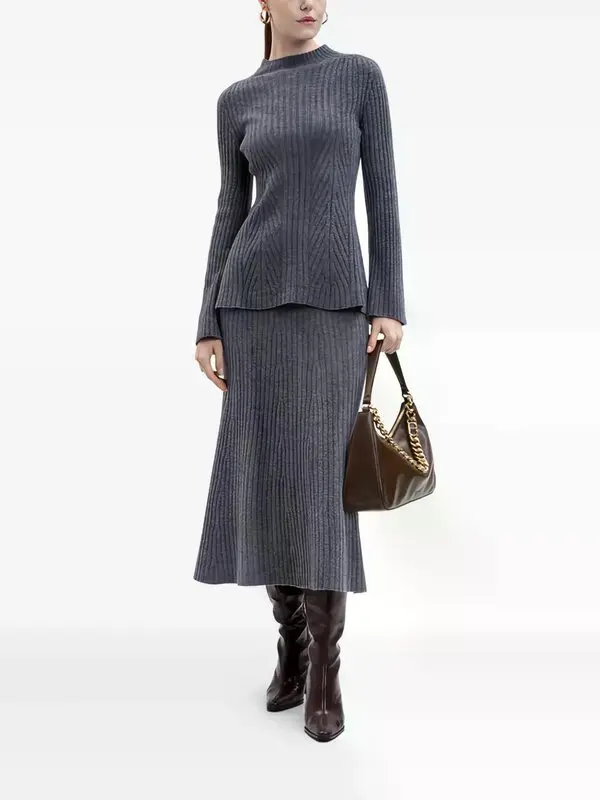 TWINSET Ribbed Flared Midi Skirt