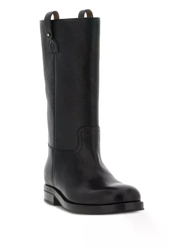 Church's Hammered Leather Round-toe Boots - Black