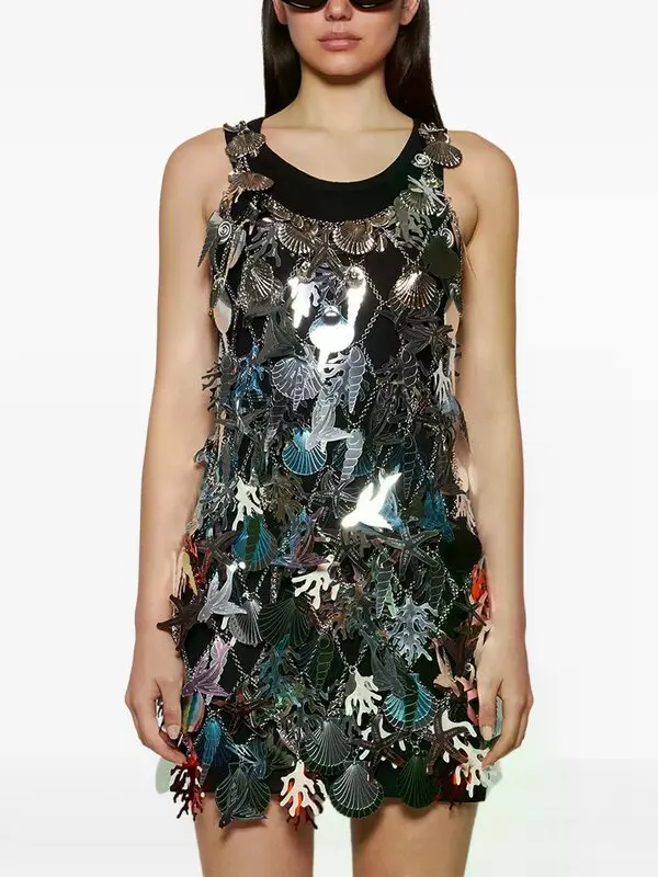 Rabanne Robe Shell-coral Chain-effect Mini Dress
