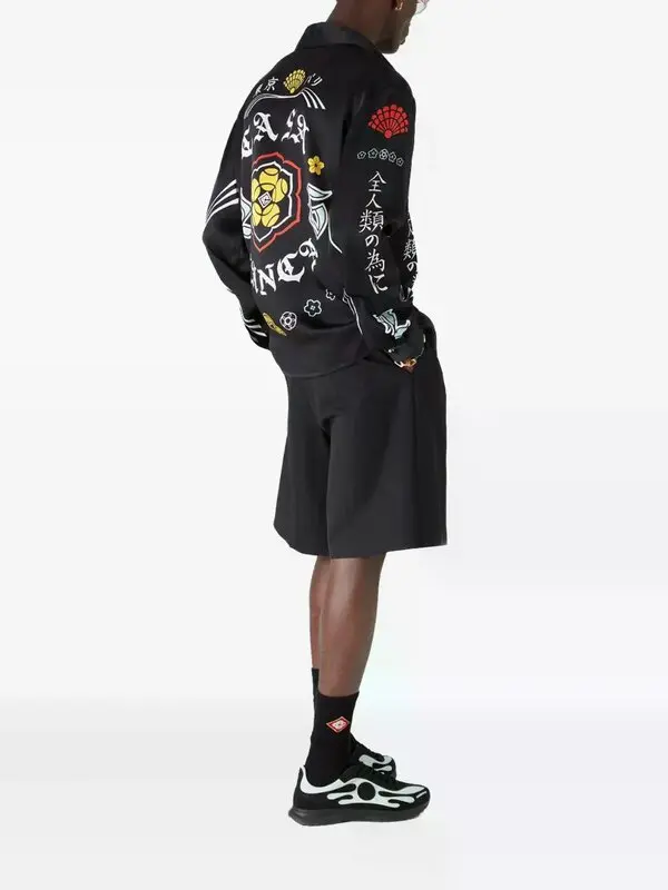 Casablanca Emblem Silk Long-sleeve Shirt
