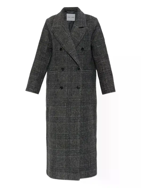 SAMSOE SAMSOE Sajilla Double-breasted Checked Coat - Grey