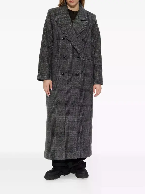 SAMSOE SAMSOE Sajilla Double-breasted Checked Coat - Grey