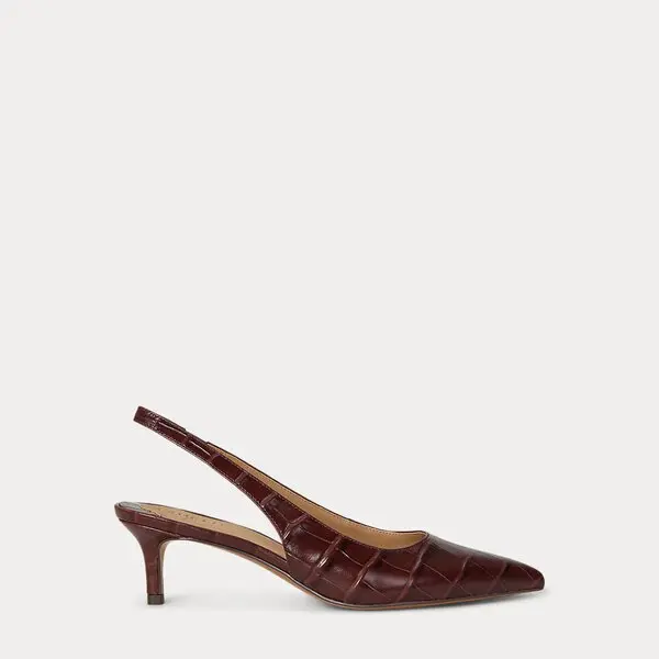Ralph Lauren Lolah Ii Croc-embossed Slingback Pump