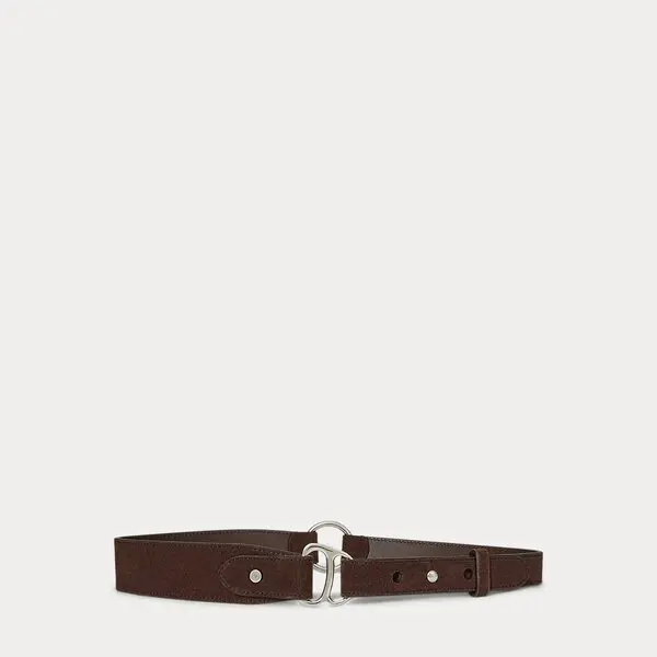 Ralph Lauren Equestrian D-ring Suede Belt - Dark Hickory