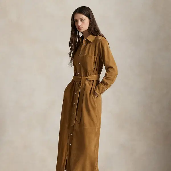 Ralph Lauren Suede Belted Shirt Dress
