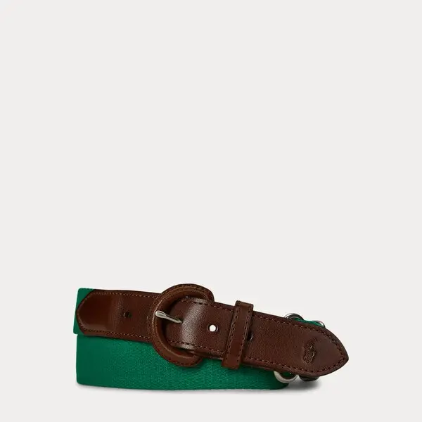 Ralph Lauren Webbed Cotton And Leather Belt - Hillside Green