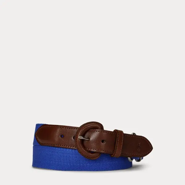 Ralph Lauren Webbed Cotton And Leather Belt - New Iris Blue