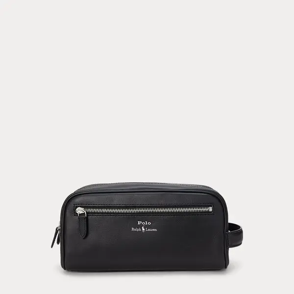 Ralph Lauren Smooth Leather Travel Case - Black