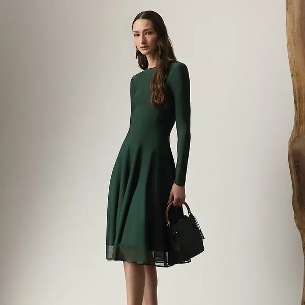 ralph lauren olive green dress Ralph Lauren Purple Label Solid Knit Dress – Audrey's of Naples main image 1