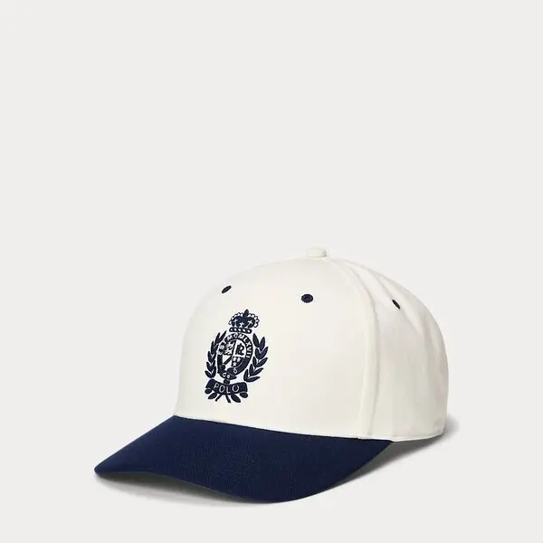 Ralph Lauren Crest Twill Ball Cap - Deckwash White/navy