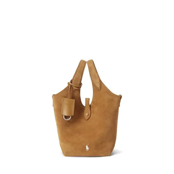 Ralph Lauren Polo Play Suede Small Tote & Crossbody - Caramel