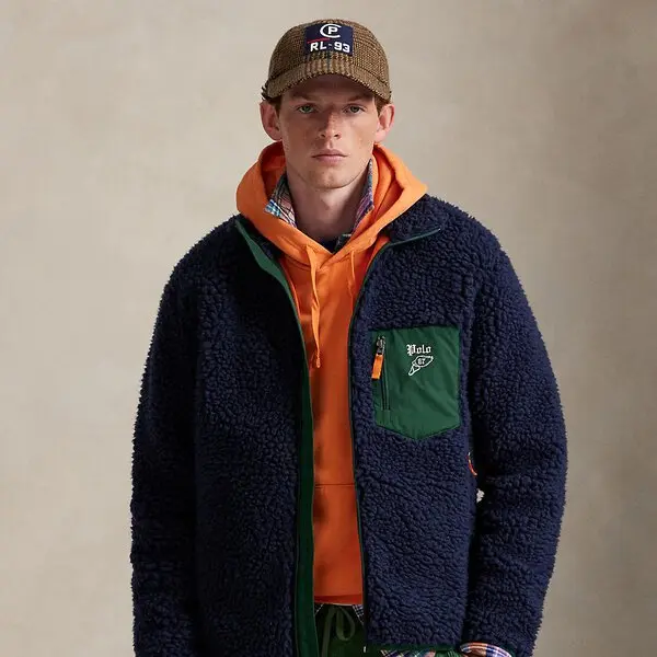 Ralph Lauren Logo Pile Fleece Jacket - Cruise Navy
