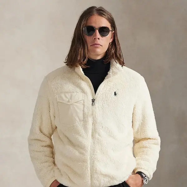 Ralph Lauren Fleece Zip-up Jacket - Andover Cream