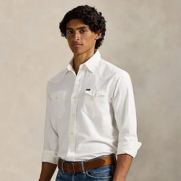 Ralph Lauren Classic Fit Western Oxford Shirt - White