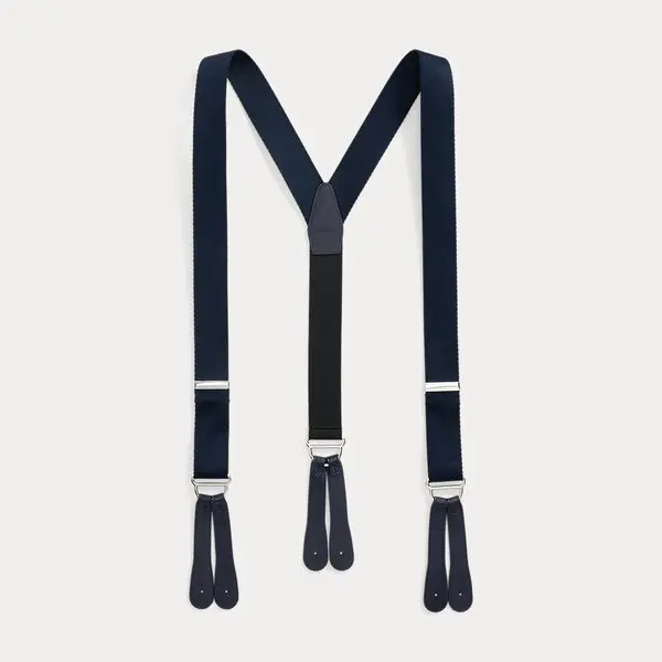 Ralph Lauren Calfskin-trim Suspenders - Navy