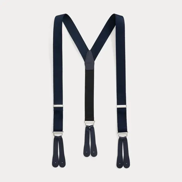 Ralph Lauren Calfskin-trim Suspenders - Navy