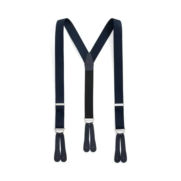 Ralph Lauren Calfskin-trim Suspenders - Navy