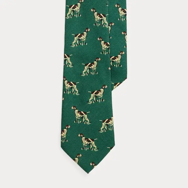 Ralph Lauren Dog-print Wool Tie - Washed Forest