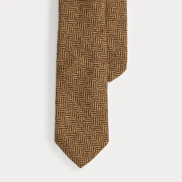 Ralph Lauren Herringbone Wool Neck Tie - Brown/tan