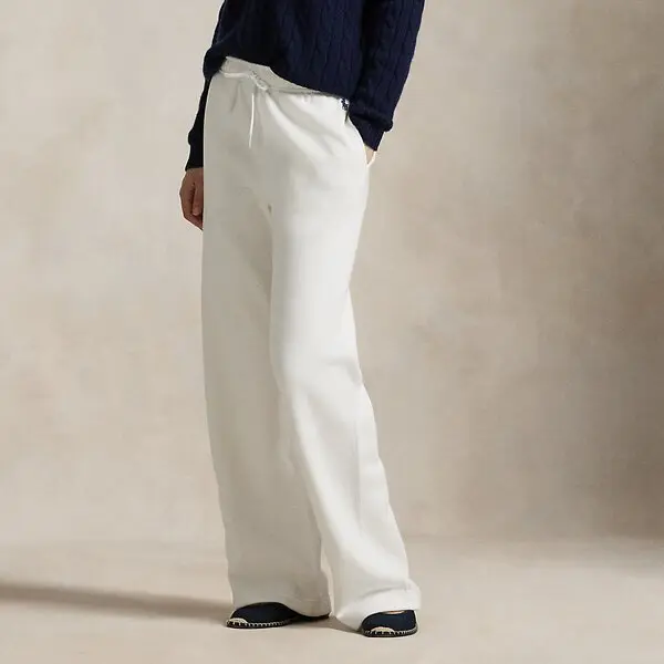 Ralph Lauren Drawstring Fleece Wide-leg Sweatpants - White