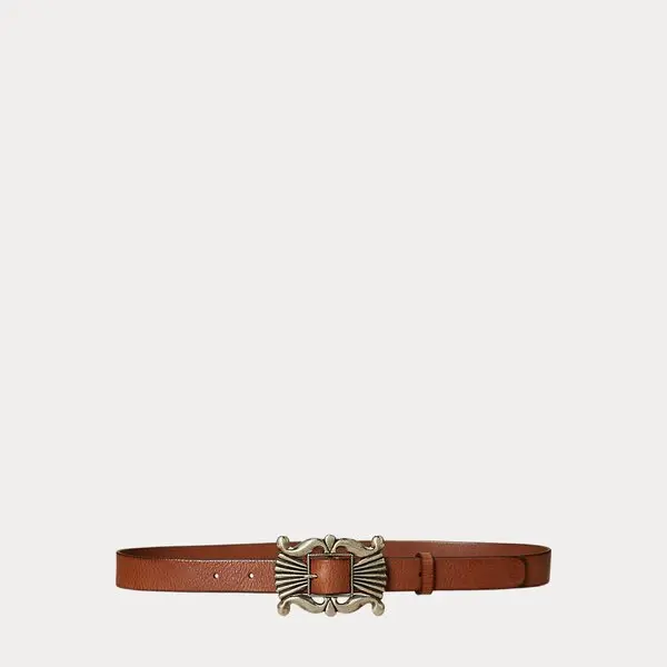 Ralph Lauren Decorative Buckle Leather Belt - Cuoio