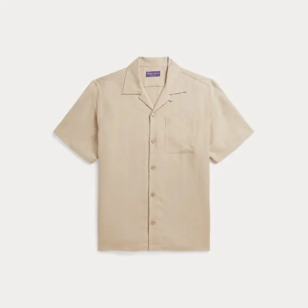 Ralph Lauren Silk-linen Camp Shirt - Champagne