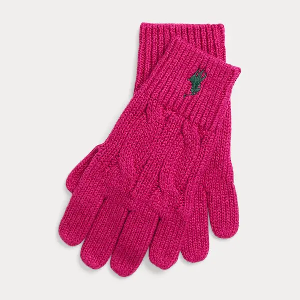 Ralph Lauren Cable-knit Cotton Gloves - Preppy Pink