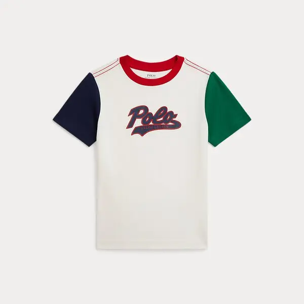 Ralph Lauren Logo Color-blocked Cotton Tee - White Multi