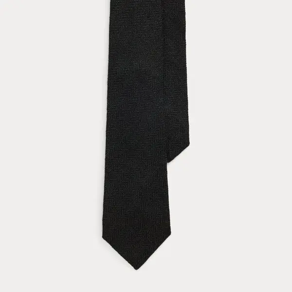 Ralph Lauren Textured Herringbone Linen-blend Tie - Black